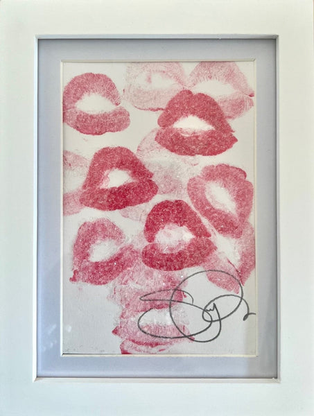 Lipstick Kiss, Red 3, Original original artwork Sara Pope | Enter Gallery