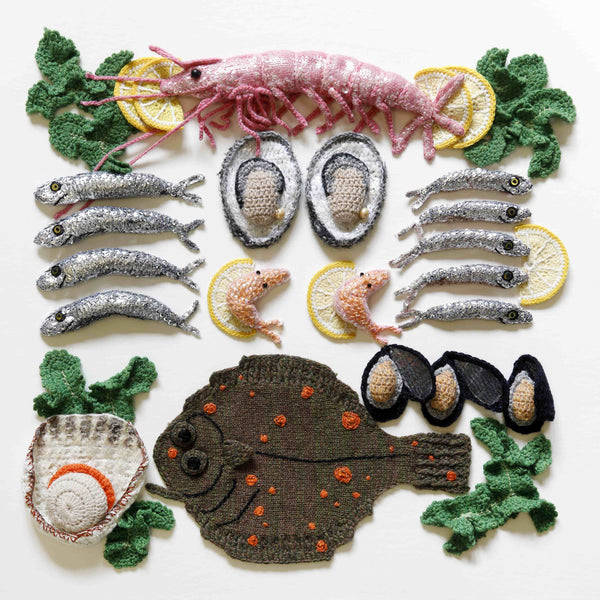 Hand Sewn Seafood art print by Kate Jenkins | Enter Gallery